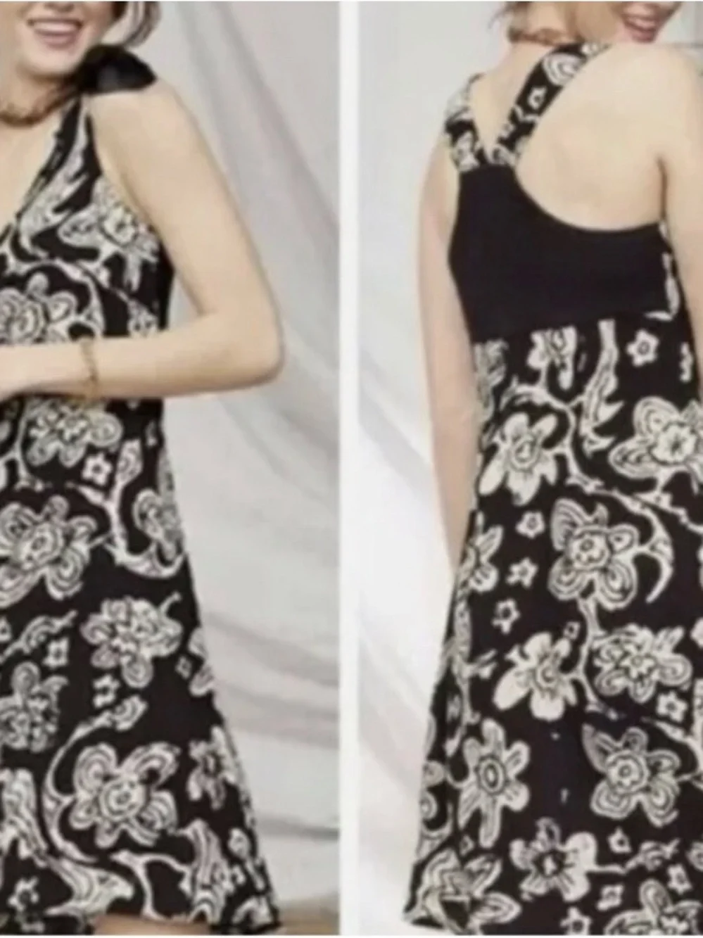 CAbi | Dresses | Cabi Black White Floral Vneck Mini Dress | Poshmark